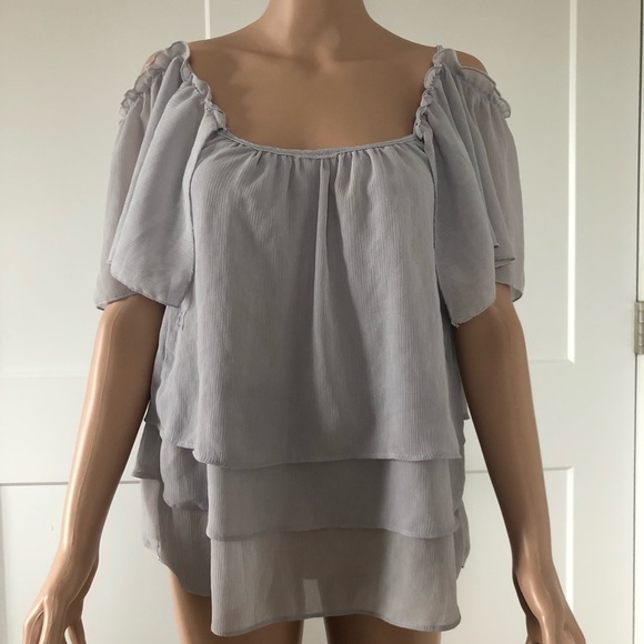 Joyce Leslie | Tops | Joyce Leslie Light Gray Chiffon Cold Off Shoulder ...